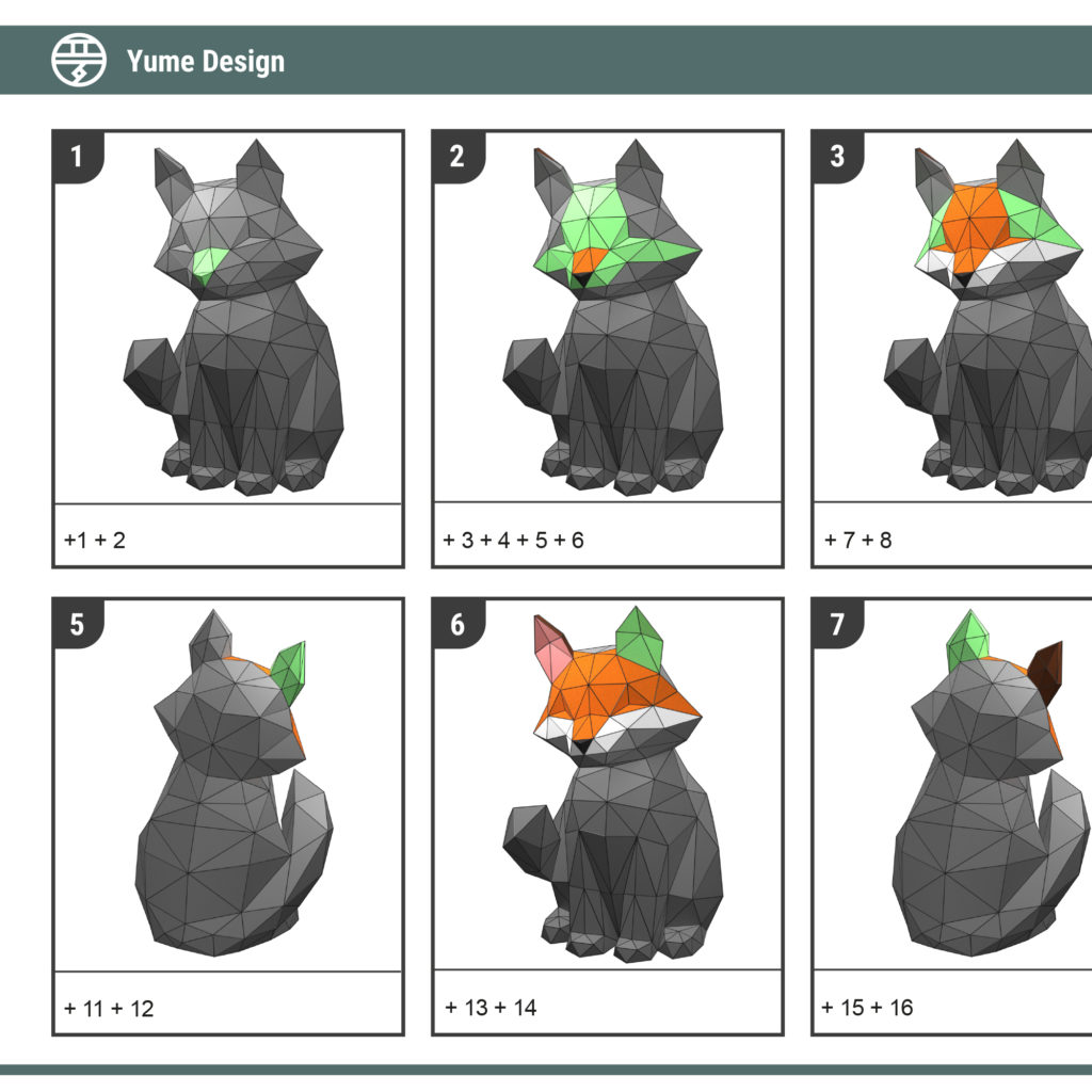 Papercraft vos | doe het zelf pakket - Yume-Design